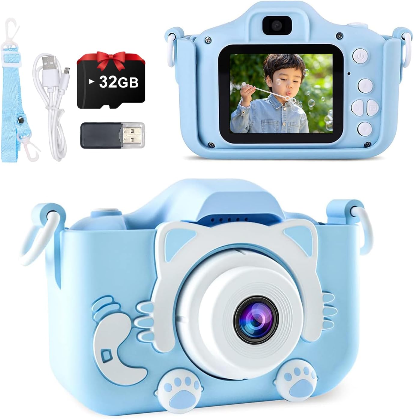 【楽天市場】【破格72％OFF★3,980円】 キッズカメラ 子供 カメラ トイカメラ 1080P HD 動画カメラ 32GB メモリーカード ...