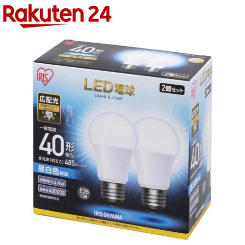 【楽天市場】電球 led E26 広配光 40W 昼白色 LDA4N-G-4T52P 4.4W 485lm(2個入)：楽天24