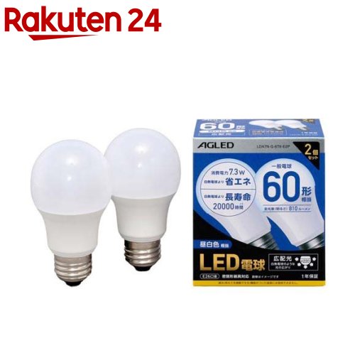 【楽天市場】LED電球 E26 広配光 60形相当 昼白色 20000時間 LDA7N-G-6T6-E2P(2個入)：楽天24
