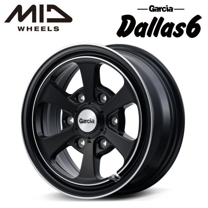 【楽天市場】【送料無料・代引き可】【ホイール4本セット】MID GARCIA Dallas6 ガルシア ダラス6 15インチ 6J インセット33 6穴 P.C.D.139.7 セミグロス ...