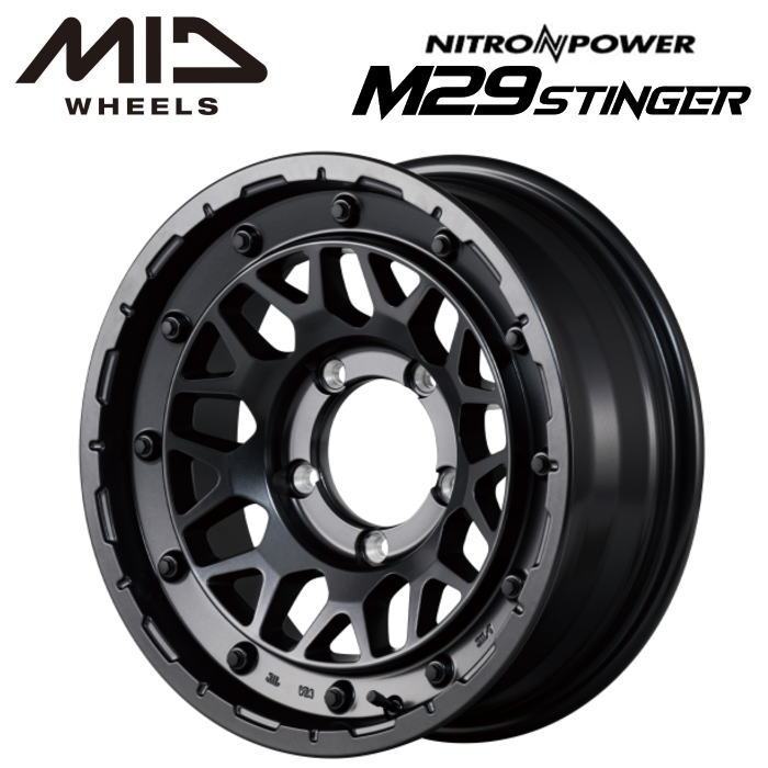 【楽天市場】【送料無料・代引き可】【ホイール4本】MID NITRO POWER M29STINGER M29スティンガー 16インチ 6J インセット-5 5穴 PCD 139.7 バレル ...