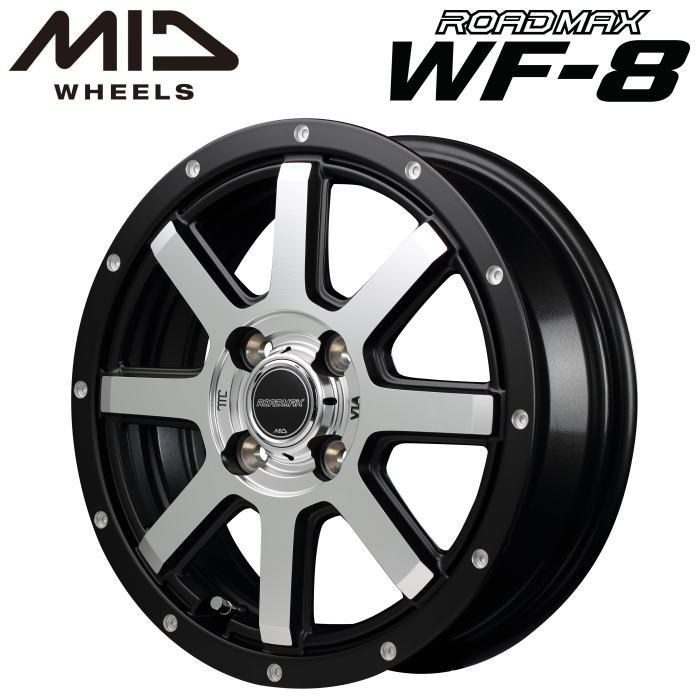 【楽天市場】【送料無料・代引き可】【ホイール単品1本】MID ROADMAX ロードマックス WF-8 14インチ 4.5J インセット43 4穴 P.C.D.100 セミグロスブラック ...