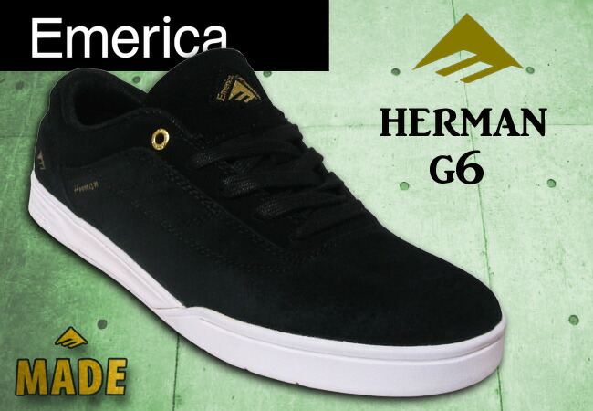 【楽天市場】EMERICA THE HERMAN G6 BLACK/WHITE/GOLD 【エメリカ スケート シューズ】【国内正規品 ...