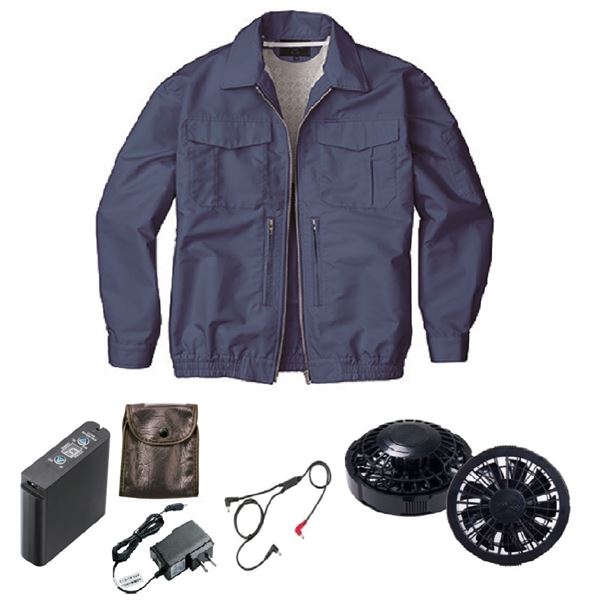 【楽天市場】KU92130 空調服 R 綿ポリ混紡 スペーサー一体型 FAN2200B・RD9261・LIPRO2セット ネイビー M：リコメ ...