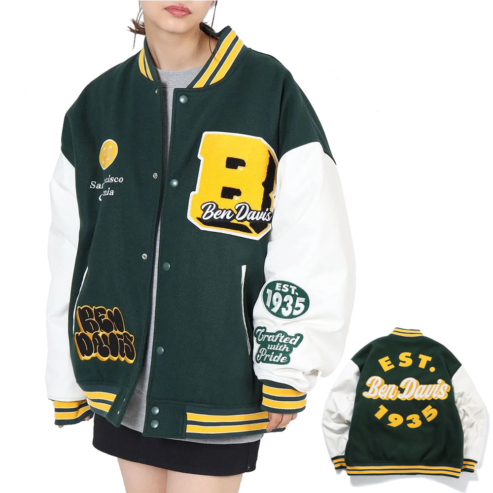 【楽天市場】【30%OFFセール】ベンデイビス BEN DAVIS ベンデビ スタジャン スタジアムジャンパー 刺繍 ワッペン 袖レザー 本革 ...