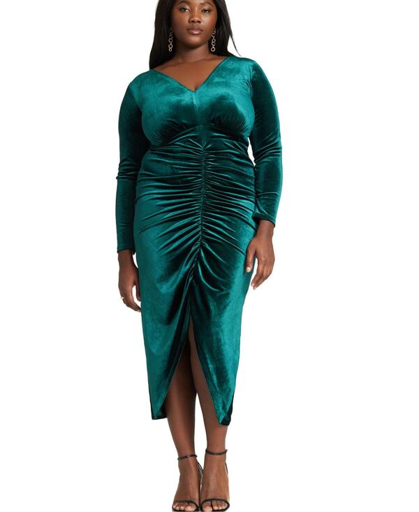 【楽天市場】【送料無料】 エロクイ レディース ワンピース トップス Plus Size V Neck Pleated Front Dress ...