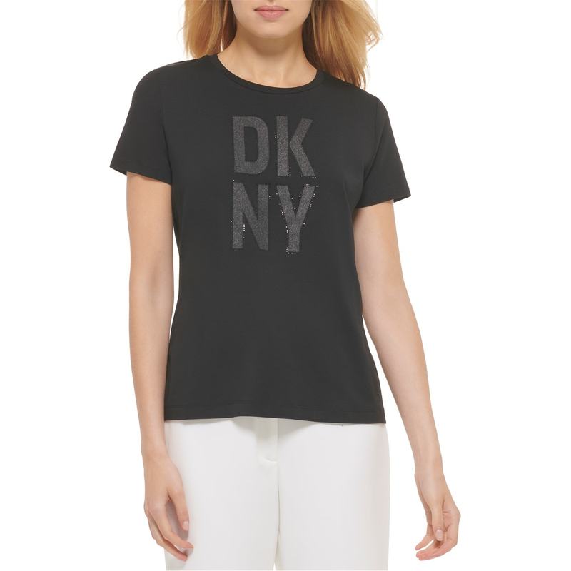 【楽天市場】【送料無料】 ダナ キャラン ニューヨーク レディース Tシャツ トップス DKNY Rhinestone Logo T ...