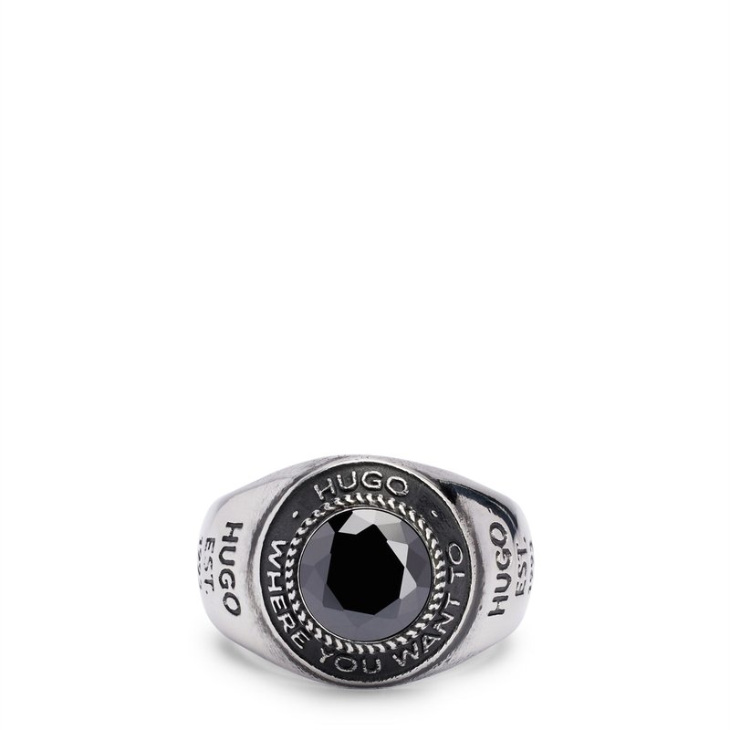 【楽天市場】【送料無料】 フューゴ メンズ リング アクセサリー Hugo Signet 2 Ring Sn32 Black 001 ...