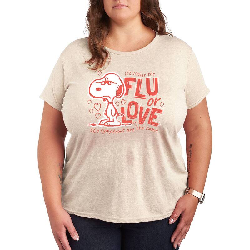 【楽天市場】【送料無料】 ライセンス キャラクター レディース Tシャツ トップス Plus Peanuts Snoopy Flu Or ...