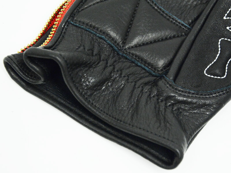 【楽天市場】【SKULL FLIGHT スカルフライト】 BONE GLOVE / 撥水加工オールレザーグローブSKULL FLIGHT ...