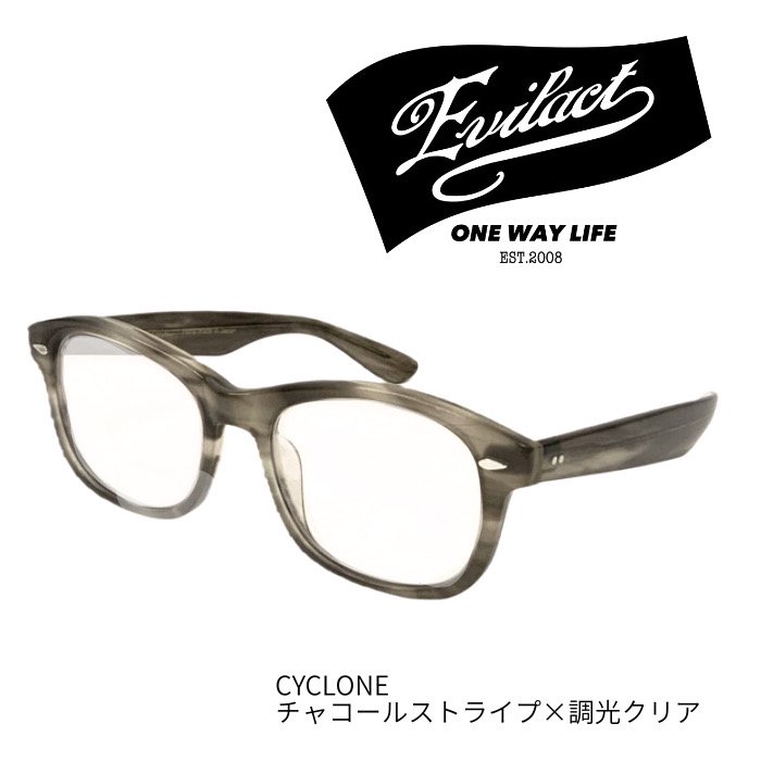 【楽天市場】EVILACT(イーブルアクト) CYCLONE チャコールストライプフレームx調光レンズ：REALDEAL
