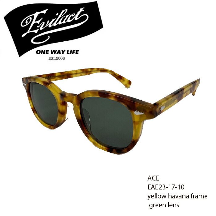 【楽天市場】【EVIL ACT/イーブルアクト】サングラス/ACE / EAE23-17-10：イエローハバナ×グリーン：REALDEAL