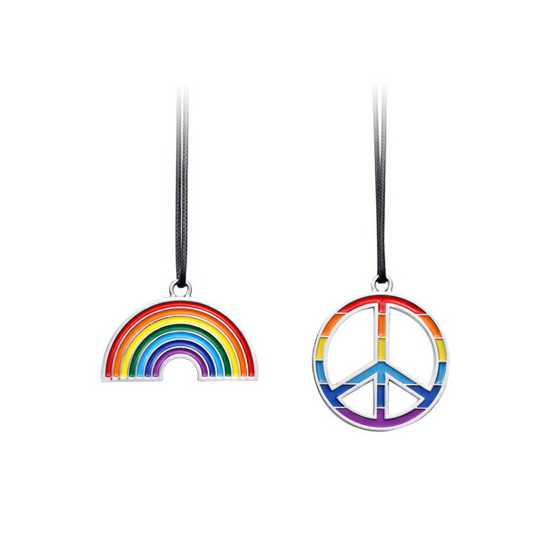 【楽天市場】ミラー チャーム レインボー ピースマーク 虹色 カラー エンブレム カスタム インテリア：リヴァイアス 楽天市場店