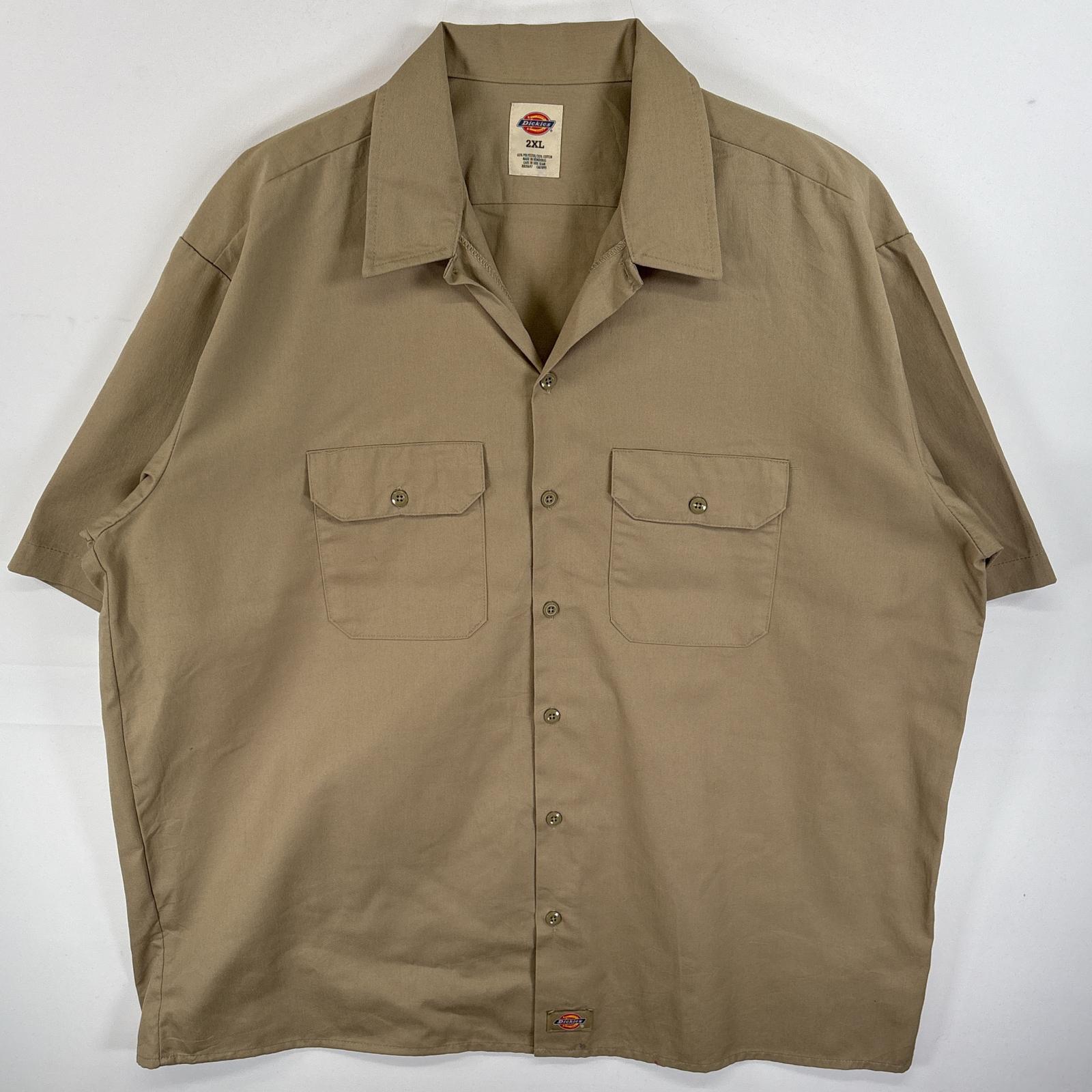 【楽天市場】古着 ディッキーズ Dickies 半袖シャツ フラップポケ ワークシャツ ワンポイント ロゴ 2XL ベージュ 無地 メンズ ...