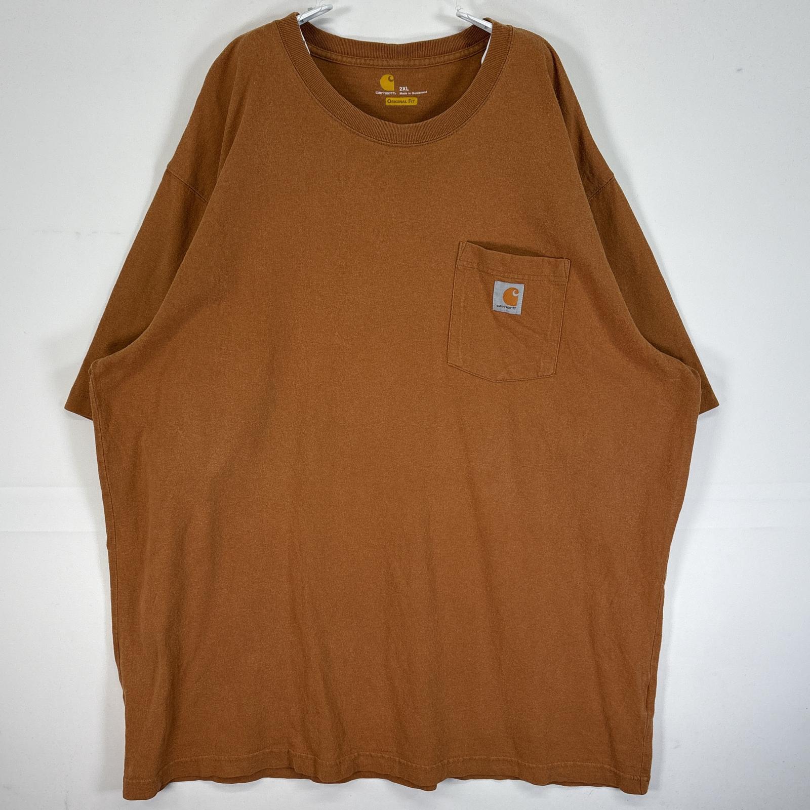 【楽天市場】古着 カーハート Carhartt 半袖Tシャツ ワンポイント ロゴ 大きいサイズ 肉厚 クルーネック 2XL ブラウン 無地 メンズ 【中古】：古着屋NIKKU