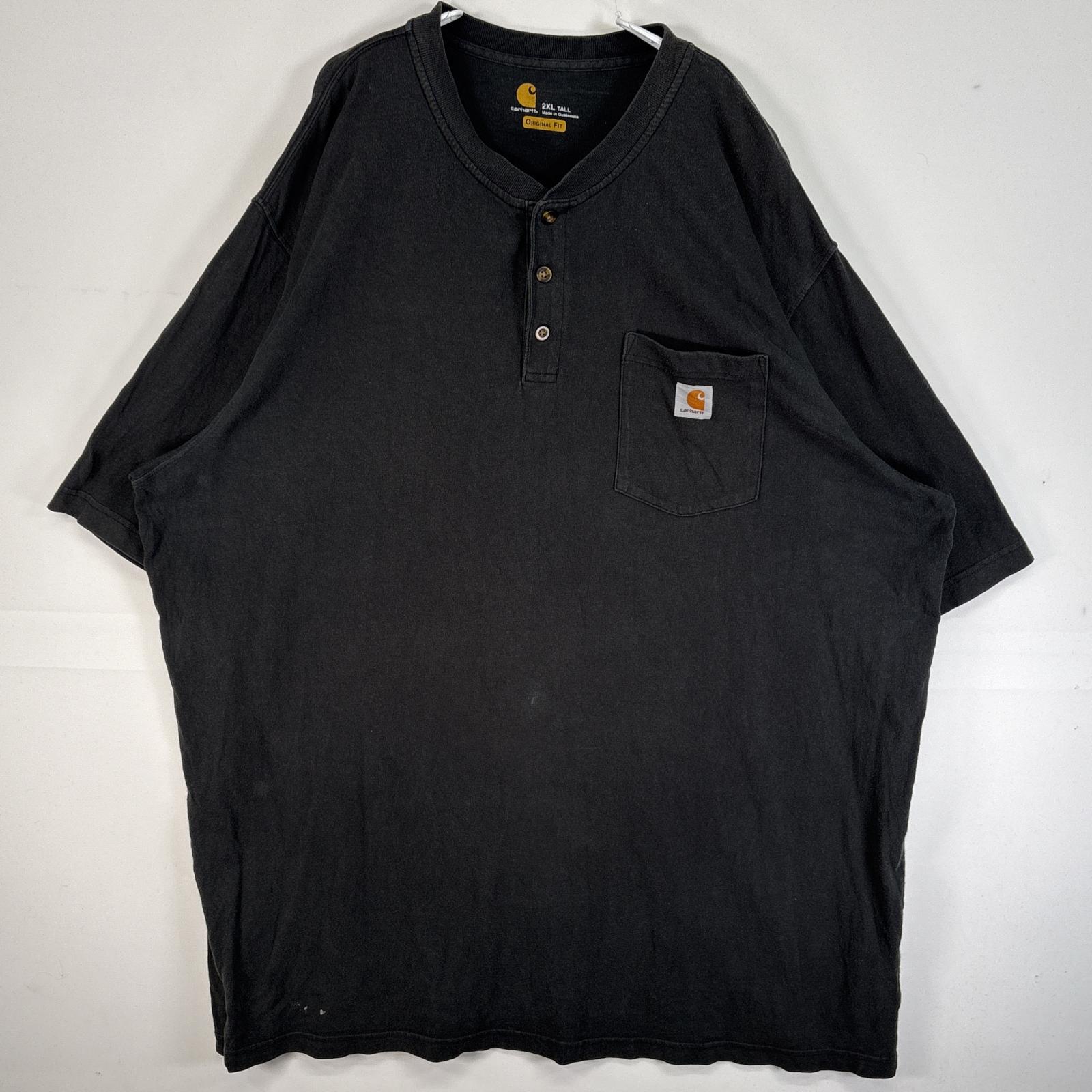 【楽天市場】古着 カーハート Carhartt 半袖Tシャツ ヘンリーネック 大きいサイズ 肉厚 フェード ワンポイント ロゴ 胸ポケ 2XL ブラック 無地 メンズ 【中古】：古着屋NIKKU