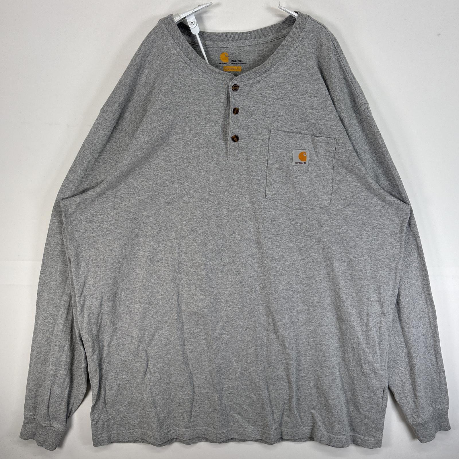 【楽天市場】古着 カーハート Carhartt 長袖Tシャツ ヘンリーネック 大きいサイズ ワンポイント ロゴ 胸ポケ 2XL グレー 無地 メンズ 【中古】：古着屋NIKKU