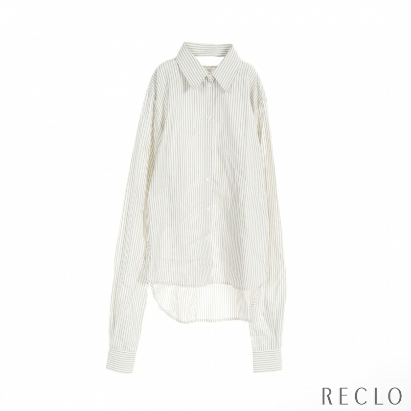 【楽天市場】エムエムシックスメゾンマルジェラ MM6 MAISON MARGIELA オーバーサイズ シャツ ストライプ コットン オフホワイト ライトブルー S52DL0175【中古 ...