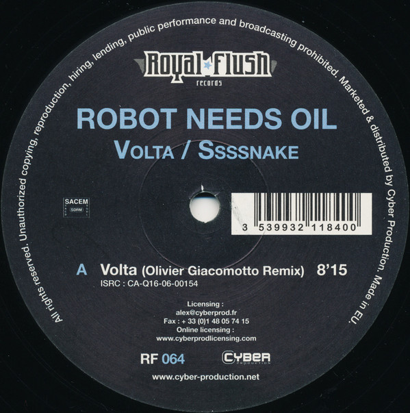 【楽天市場】【中古】仏12" Robot Needs Oil Volta / Ssssnake RF064 Royal Flush Records /00250：レコードシティ 楽天市場店