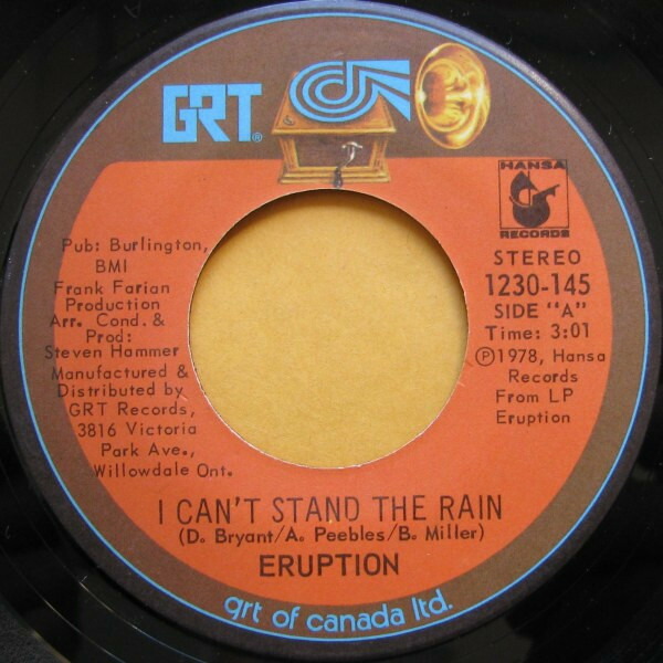 【楽天市場】【中古】加7" Eruption I Cant Stand The Rain 1230145 GRT, Hansa Records ...