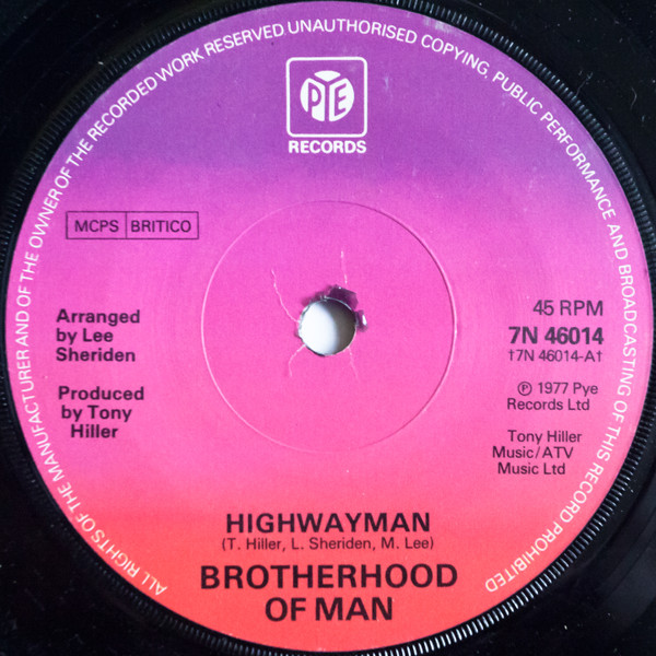 【楽天市場】【中古】英7” Brotherhood Of Man Highwayman 7N46014 Pye Records /00080 ...