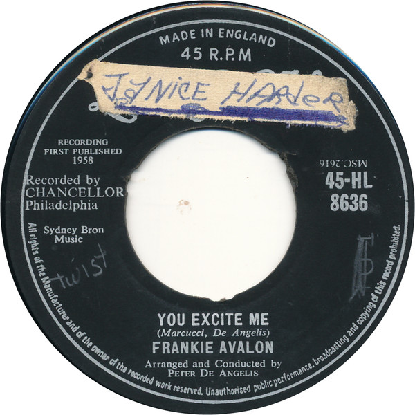 【楽天市場】【中古】英7" Frankie Avalon You Excite Me / Darlin 45HL8636 London ...