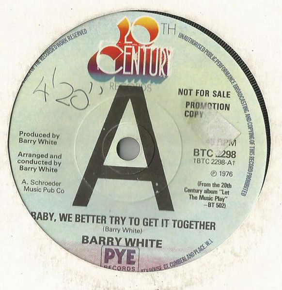 【楽天市場】【中古】英7” Barry White Baby, We Better Try To Get It Together / If ...