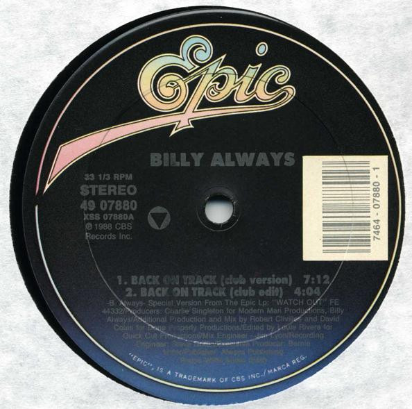 【楽天市場】【中古】米12” Billy Always Back On Track 4907880 Epic /00250：レコードシティ 楽天市場店