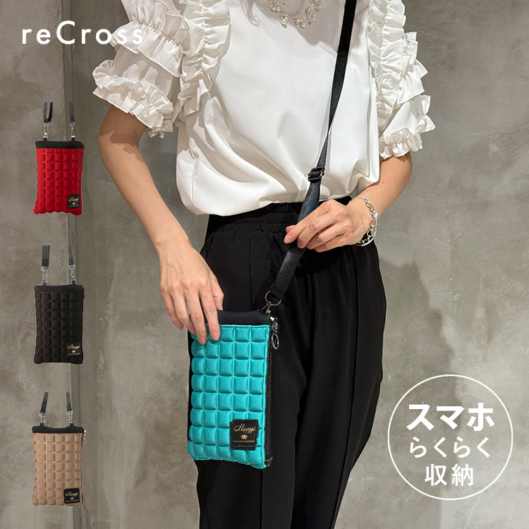 【楽天市場】ポシェット スクエア エンボス ポシェット スマホ 携帯 プレゼント ストラップ miooggi：reCross リクロス バッグ