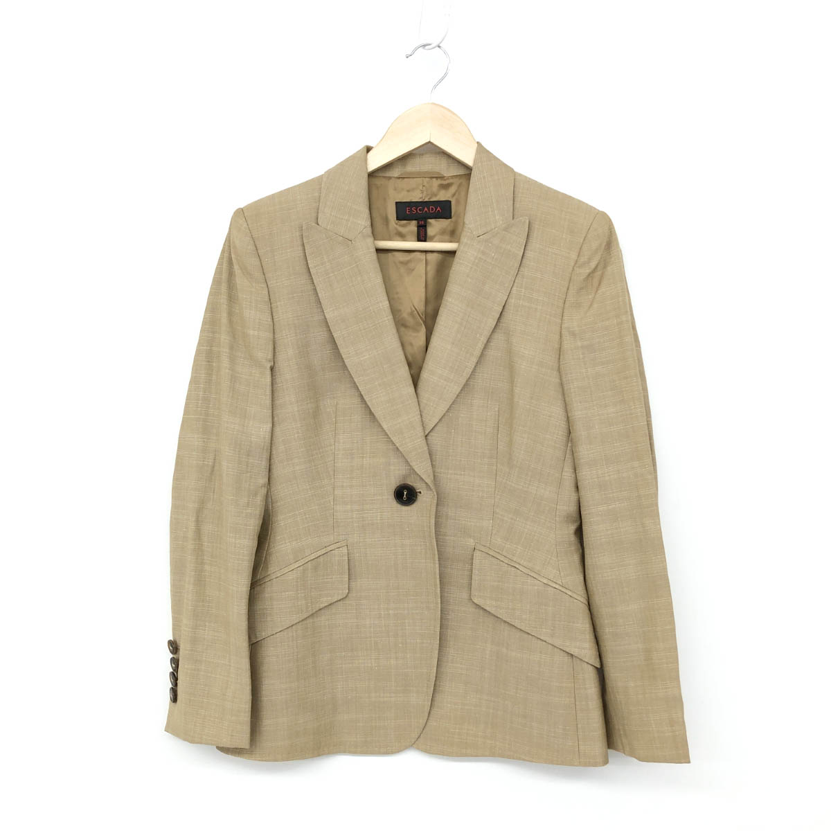 【楽天市場】ESCADA エスカーダ ジャケット 良好 サイズ36 ベージュ シルク×リネン混 レディース 1B アウター テーラード シングル 【中古】：リサイクル ティファナ