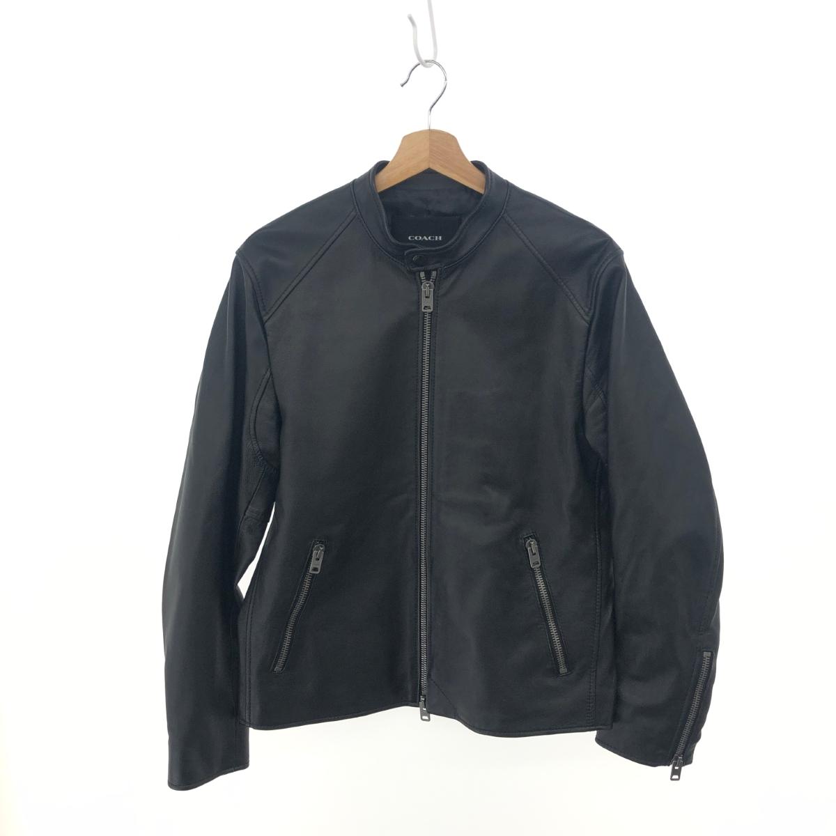 【楽天市場】COACH コーチ シングルレザー レザージャケット 良好 Mサイズ 69167 ブラック 牛革 メンズ 革ジャン アウター ...