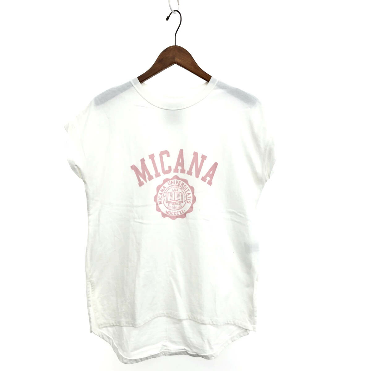 【楽天市場】マイカーナ MICANA 半袖カットソー 良好 ホワイト/ピンク 綿100% レディース トップス カレッジロゴ ...