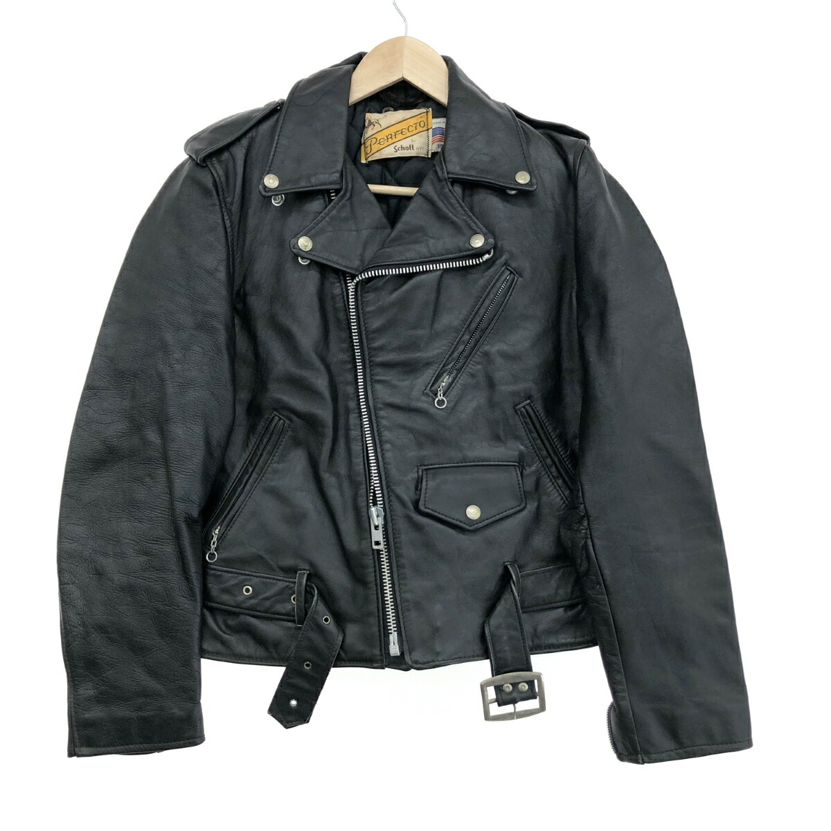 【楽天市場】schott ショット ライダース ジャケット サイズ:38 618 ブラック メンズ 牛タグ 革ジャン アウター 【中古 ...