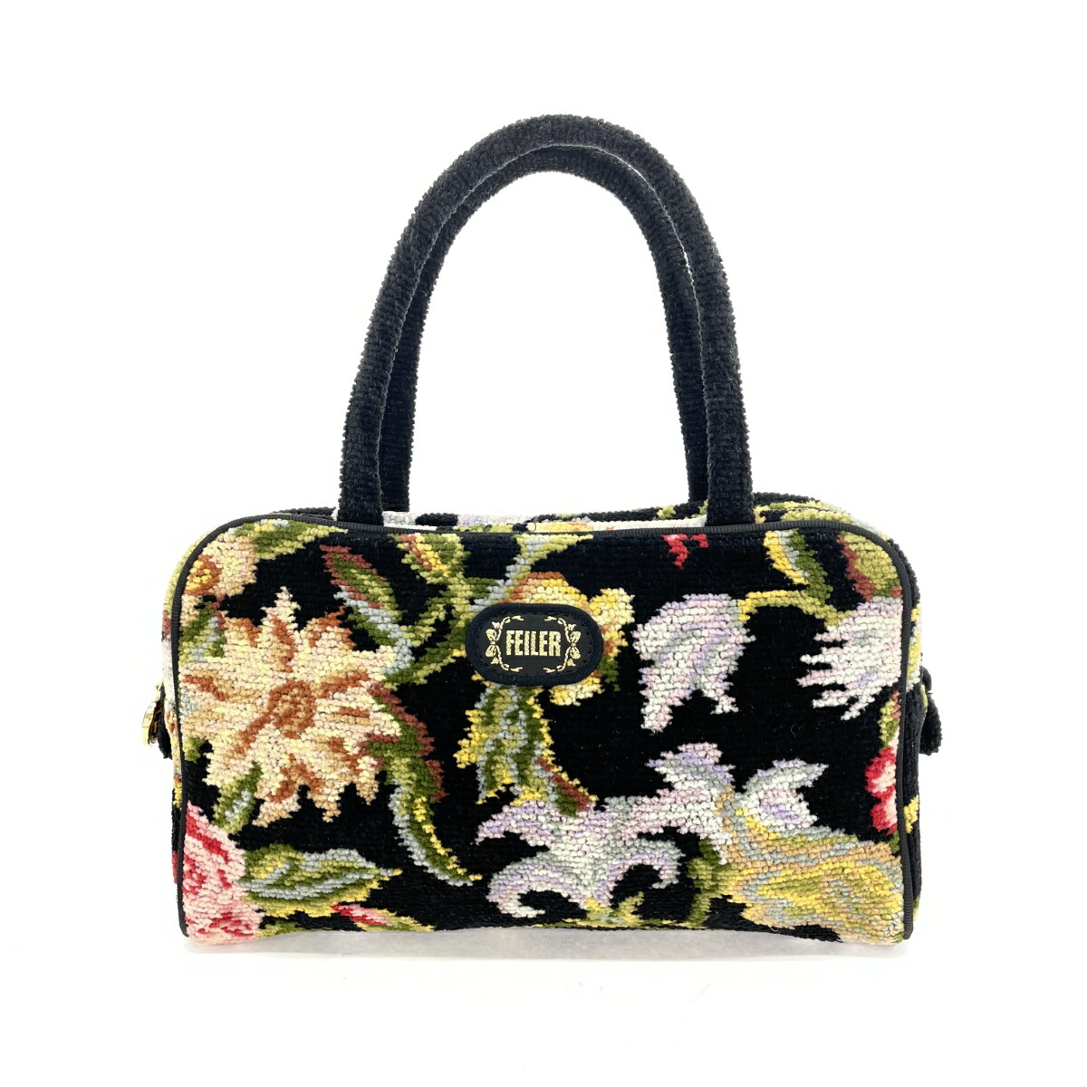 【楽天市場】FEILER フェイラー ハンドバッグ 良好 ブラック シェニール織り 花柄 レディース bag 鞄 【中古】：リサイクル ティファナ
