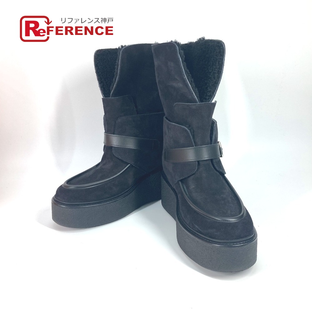 【楽天市場】HERMES エルメス H232029Z ショートブーツ エミスフェール 靴 シューズ ヒール ブーツ ムートン /スエード レディース ブラック 新品同様 【中古】：ブランド ...