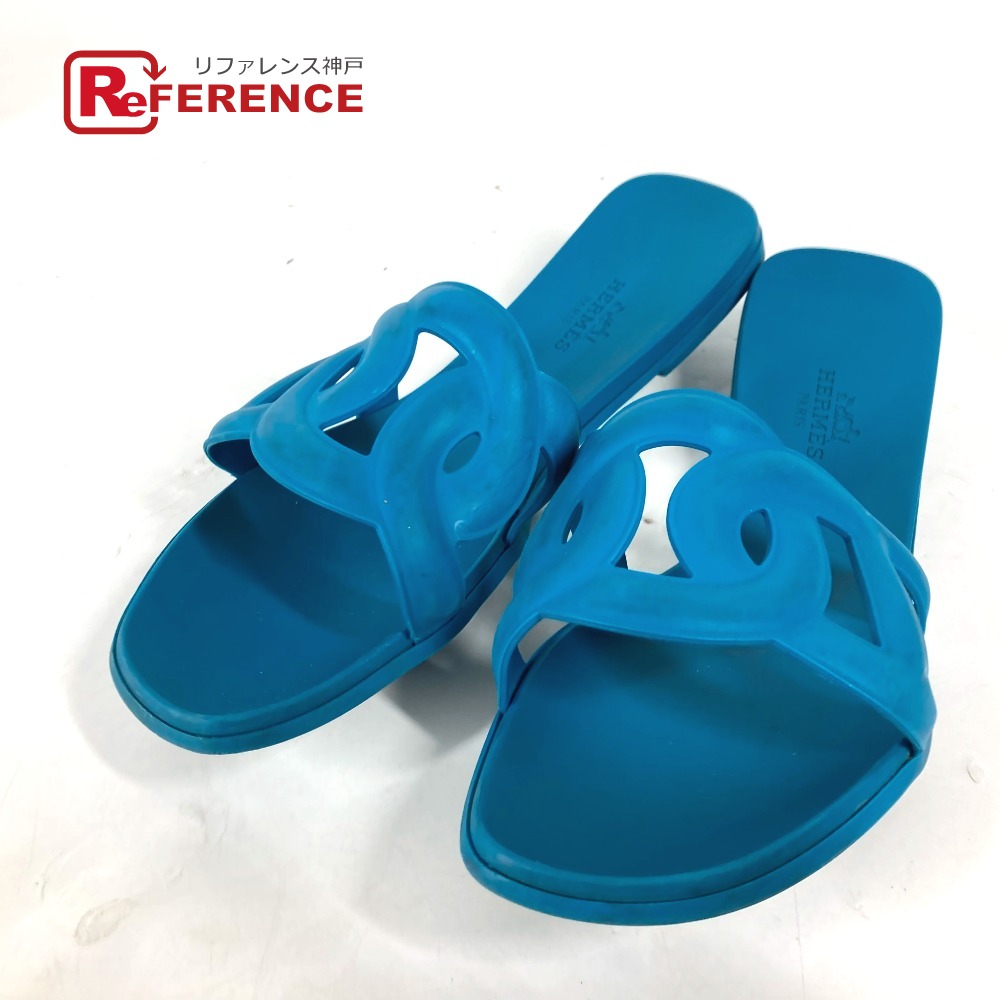 【楽天市場】HERMES エルメス アロハ 靴 シューズ フラット シェーヌダンクル サンダル ラバー レディース ブルー 【中古】：ブランド ...