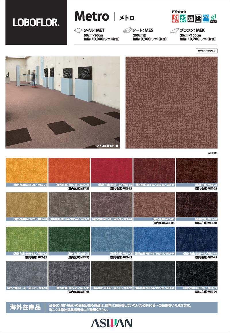 【楽天市場】フロアタイル アスワン LOBOFLOR(ロボフロアー) Metro(メトロ) 品番：MET-15,MET-19,MET-20 ...