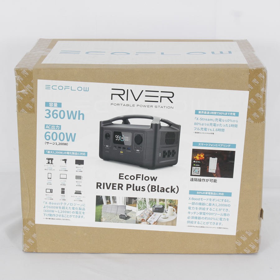 【楽天市場】【未使用】EcoFlow RIVER Plus RIVER-PLUS-JP EFR402 ブラック 360Wh エコフロー リバー ...
