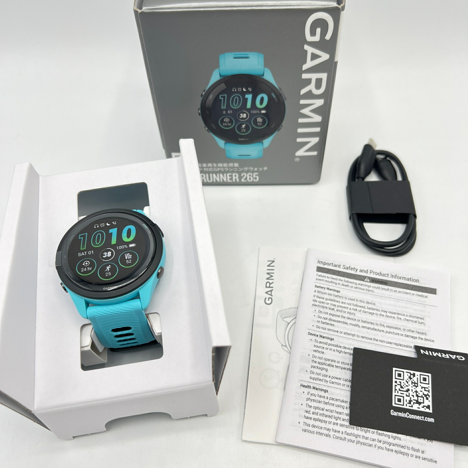 【楽天市場】【ポイント2倍！お買い物マラソン】【美品】GARMIN Forerunner 265 Music Aqua 010-02810-42 スマートウォッチ フォアランナー ガーミン ...