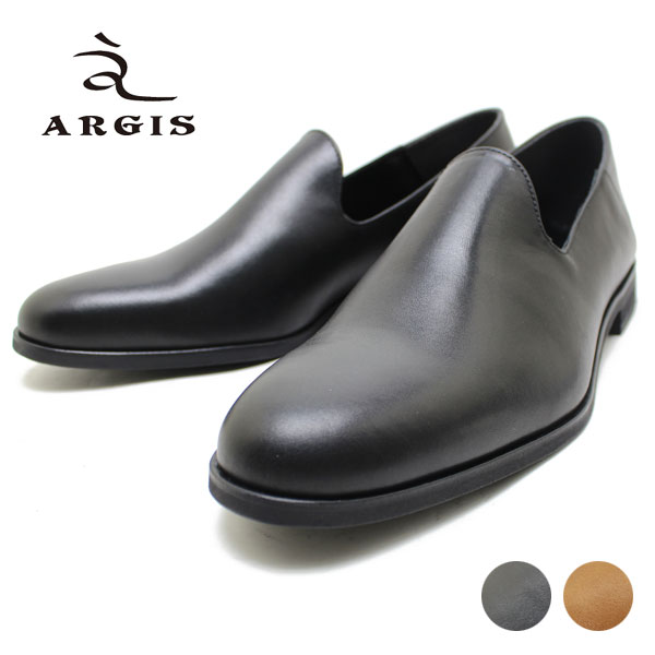 【楽天市場】ARGIS アルジス 21110 スリッポン プレーントゥ ローファー カジュアルシューズ ビジネス メンズ レザー 本革 ...