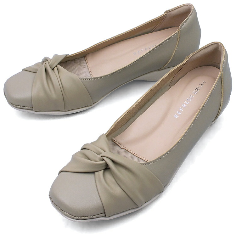 【楽天市場】REFRESH WALK リフレッシュウォーク パンプス ベージュ コンフォート 4E 幅広設計 超軽量 ウエッジソール ツイストリボン 外反母趾 高屈曲 防滑 フォーマル ...