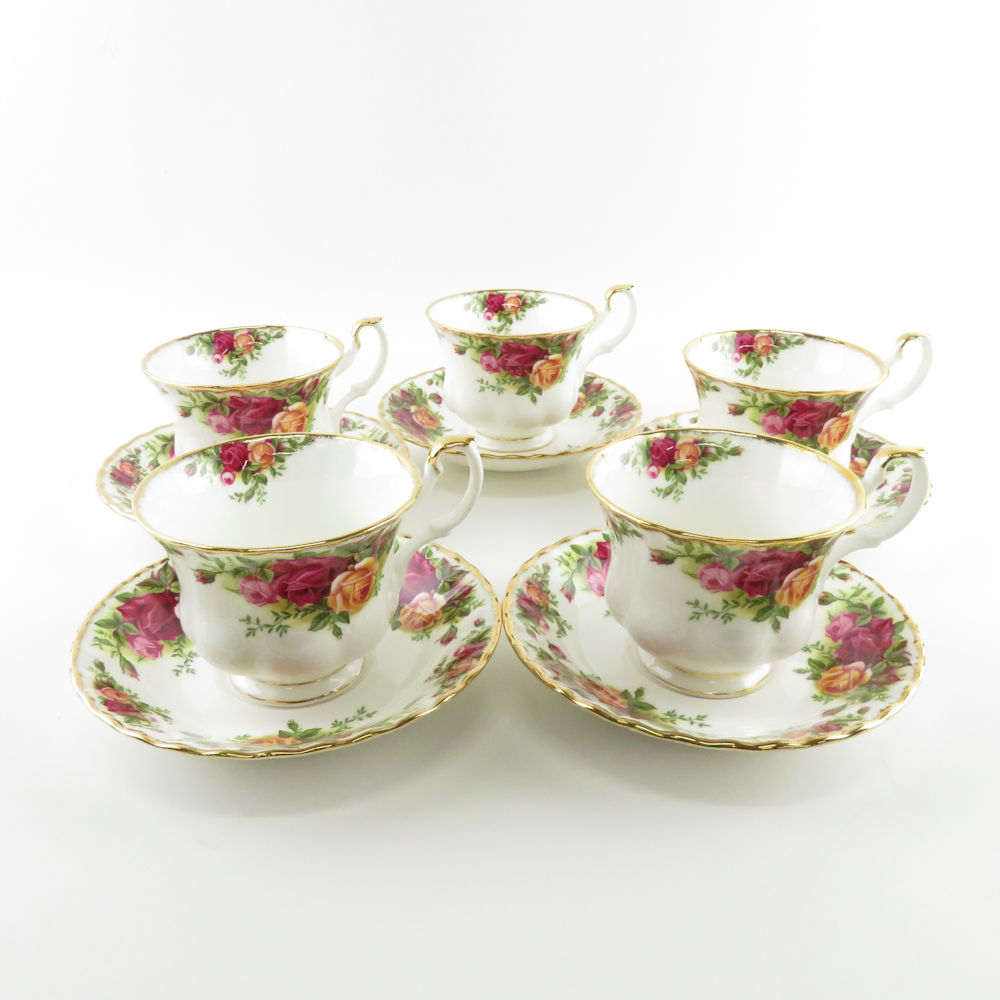 【楽天市場】美品 ROYAL ALBERT ロイヤルアルバート オールドカントリーローズ ティーカップ＆ソーサー 5客 セット ...