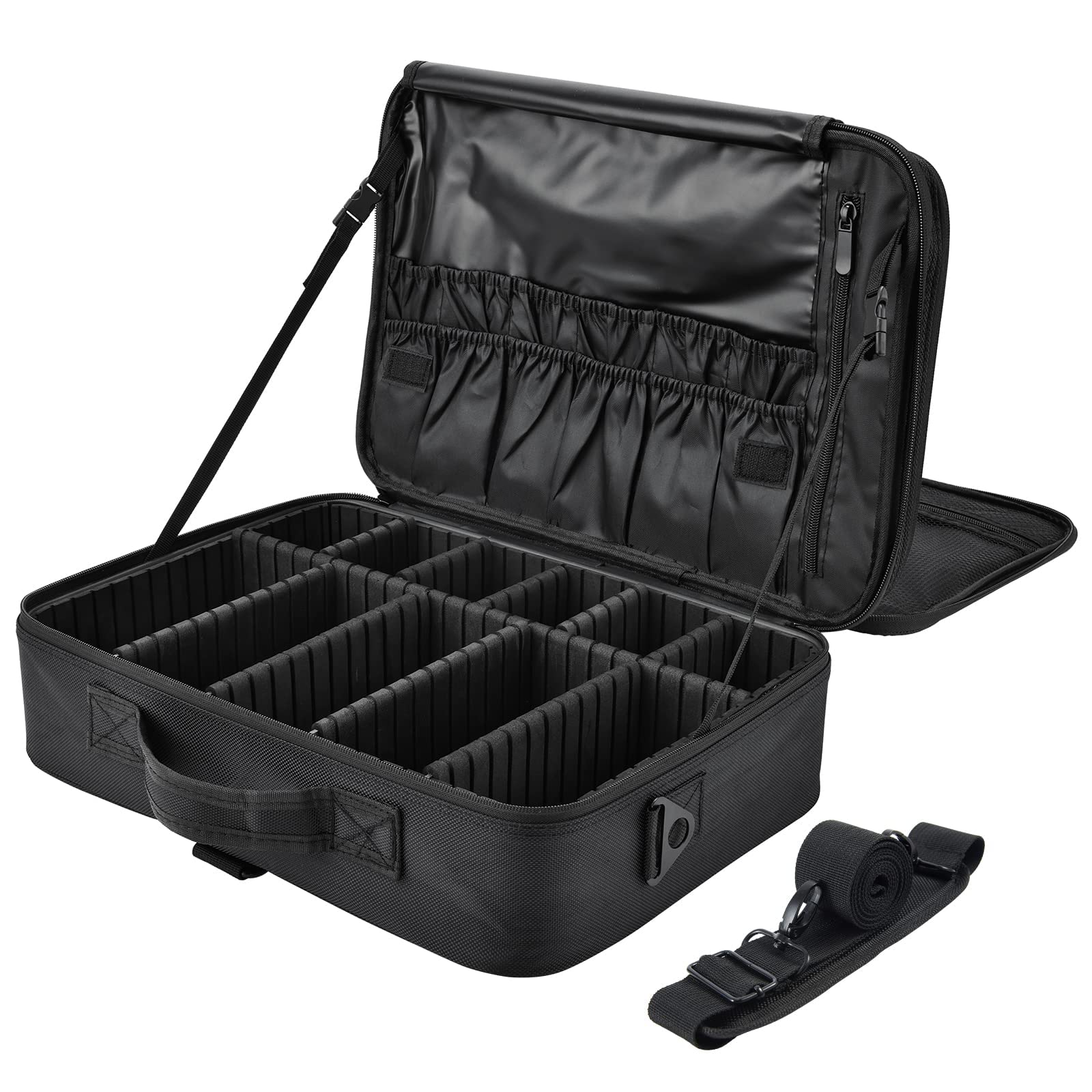 【楽天市場】clomicメイクボックス 鏡付き 化粧ポーチ 大容量 プロ用 コスメポーチ メイクブラシバッグ ブラシ入れ付き 化粧品収納バッグ ...