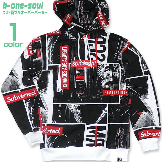 【楽天市場】b-one-soul パーカー フォトプリント メンズ プルオーバーパーカー スウェットアイテム 総柄 B ONE SOUL 裏微 ...