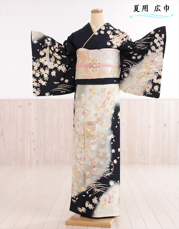 【楽天市場】大きいサイズ 単衣 広巾 広幅 訪問着レンタル shh1117【夏用 着物レンタル】フルセット 13号～19号 単 結婚式 正絹 ...