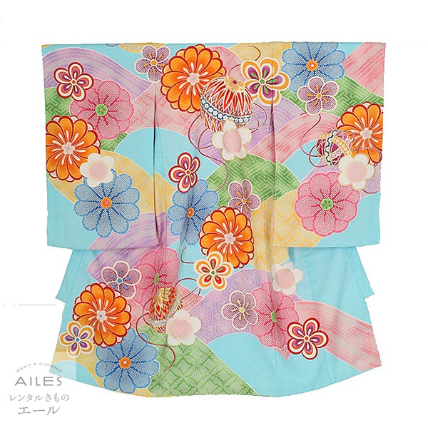 【楽天市場】【レンタル】産着女の子レンタル AM0071 水色 鞠 梅 産着 レンタル お宮参り 産着レンタル 祝着レンタル 初着 かわいい ...