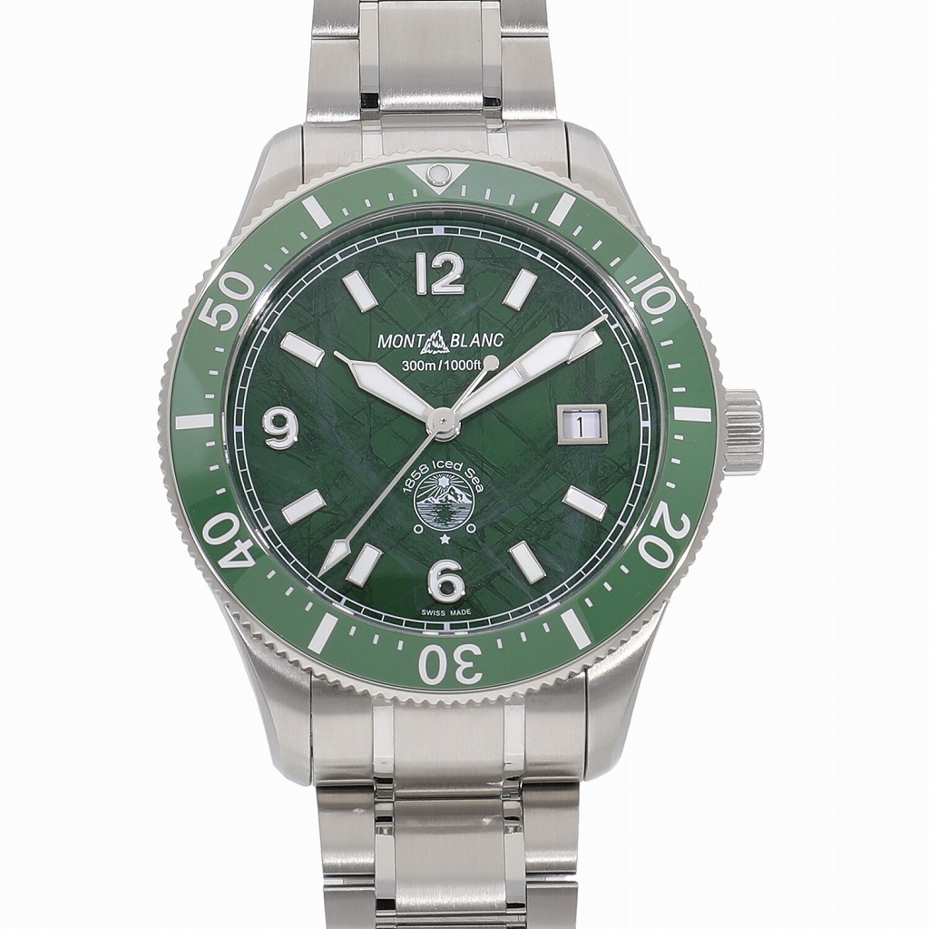 【楽天市場】[中古]モンブラン 1858 アイスシー オートマティック デイト グリーン MB129373 メンズ 送料無料 腕時計 【ローン ...