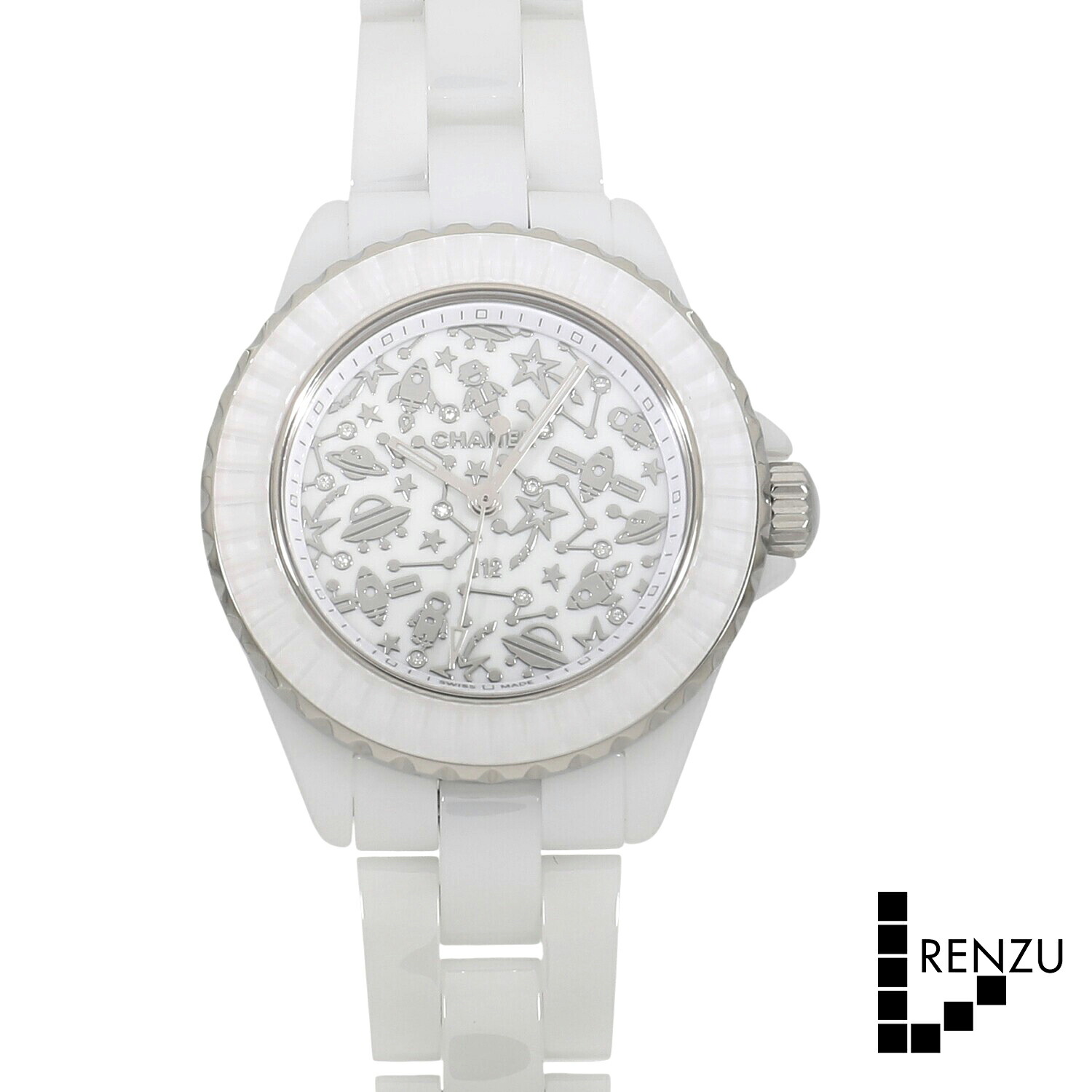 【楽天市場】[未使用]シャネル J12 コズミック 33MM H7990 ホワイト×ダイヤモンド レディース 送料無料 腕時計 【ローン48回無金利】：れんず 楽天市場店