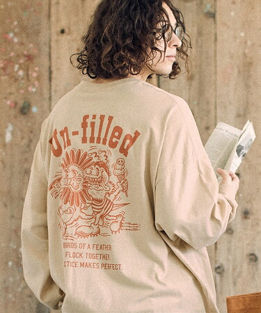 【楽天市場】【un-filled(アンフィルド)】RF Gerbera Men printed long sleeve Tee ロンT ...