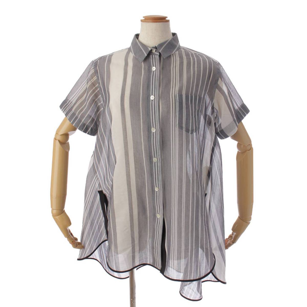 【楽天市場】【サカイ】sacai 18年 ストライプ アシンメトリー ブラウス 18-03601 グレー×ホワイト 2 【中古】【鑑定済・正規 ...